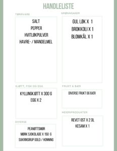 MIN FOODPREPP UKE 35 | med oppskrifter + handleliste - Desiree Andersen